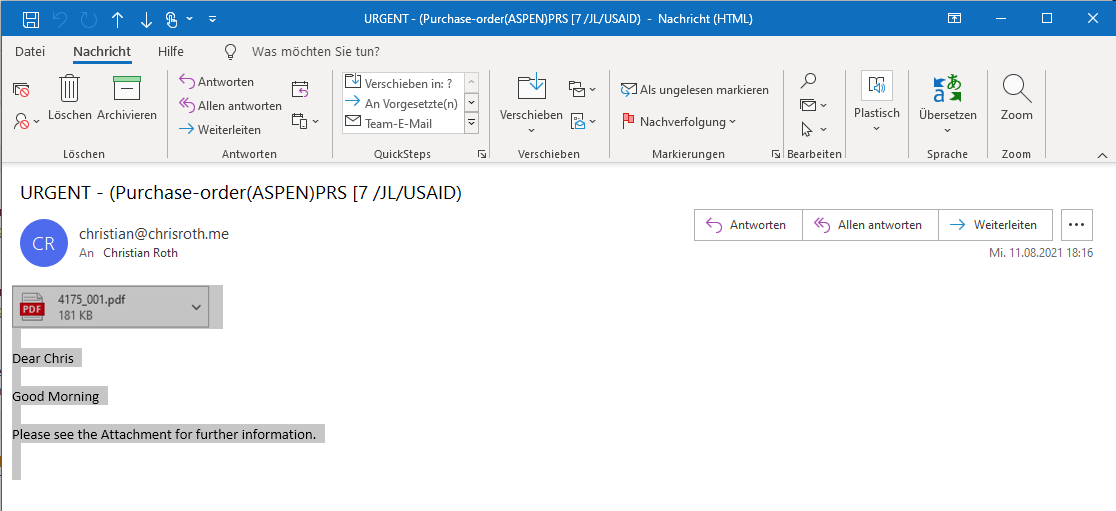 Fake-Attachments – IT-Support